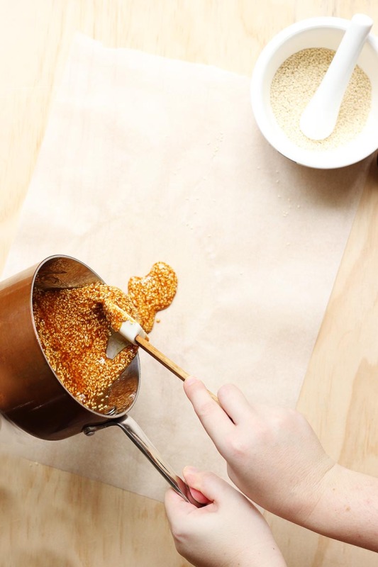 Peach Splits with Goma Praline | The Sugar Hit