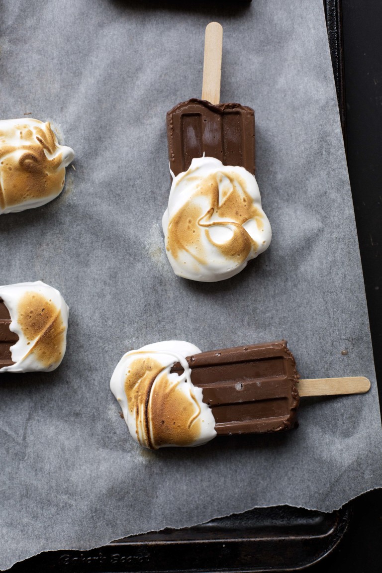 Wintermint Chocolate Torched Meringue Popsicles! | The Sugar Hit